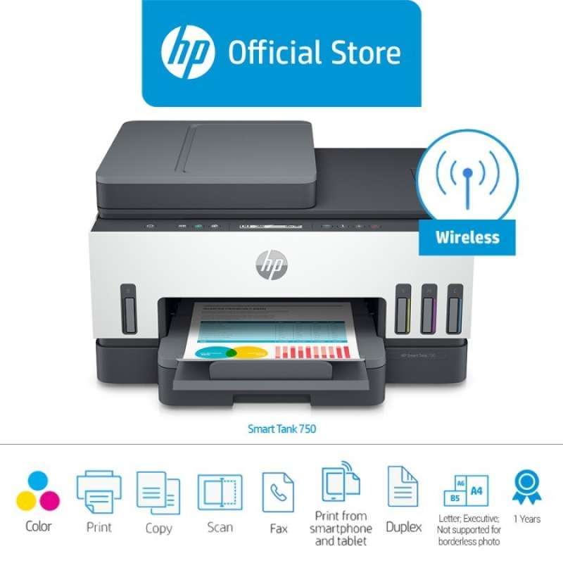 Jual HP Smart Tank 750 All-in-One Printer/Color/Print Scan Copy ...