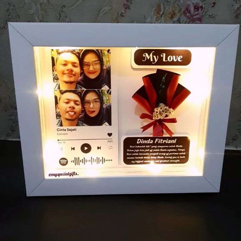 Jual Spotify & Youtube Frame Pop Up Buket Edelweiss / Bingkai Foto / Kado Ultah / Kado Musik ...