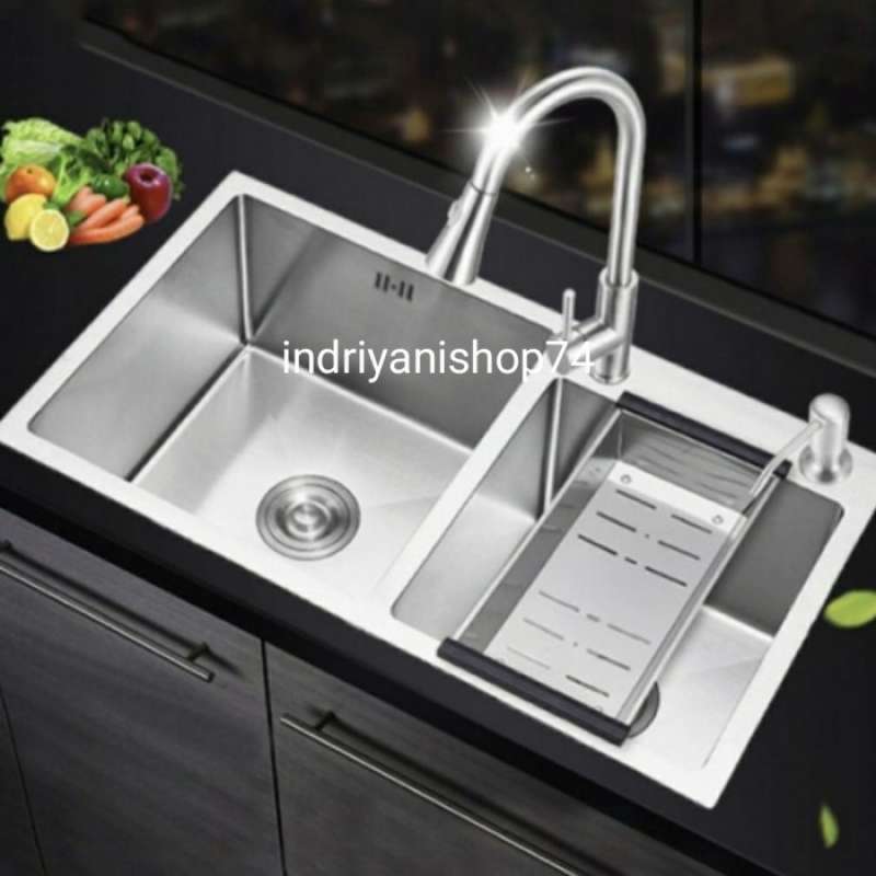 Jual Kitchen Sink Stainless 8245 Bak Cuci Piring 2 Lubang Stainless 304 ...