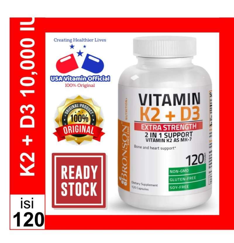 Jual Bronson Vitamin K2 Mk-7 Plus Vitamin D3 10,000 Iu - 120 Capsule Di Seller Anes Medika ...