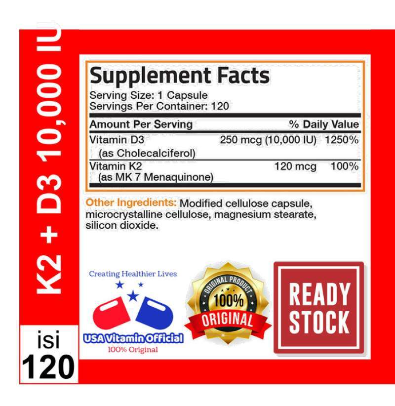 Jual Bronson Vitamin K2 Mk-7 Plus Vitamin D3 10,000 Iu - 120 Capsule Di ...