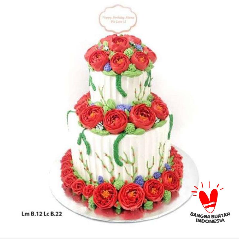 Jual Nata Cake Kue Tart Butter Cream 310ukuran Atas 12cm Ukuran Bawah 22cm Di Seller Nata Cake