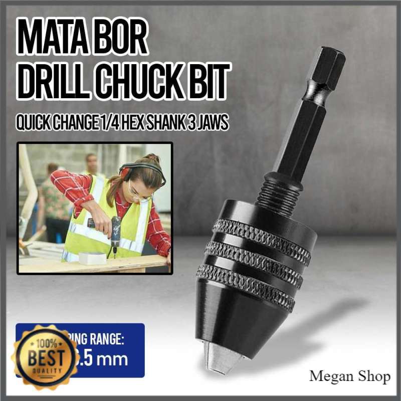 Promo Mata Bor Drill Chuck Bit Quick Change 1/4 Hex Shank 3 Jaws Bahan ...