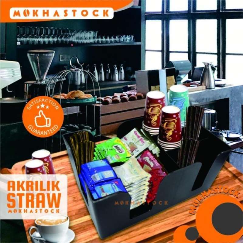 Jual Mokhastock Rak Akrilik Cup Holder Tissue Spoon And Straw Slots Di ...