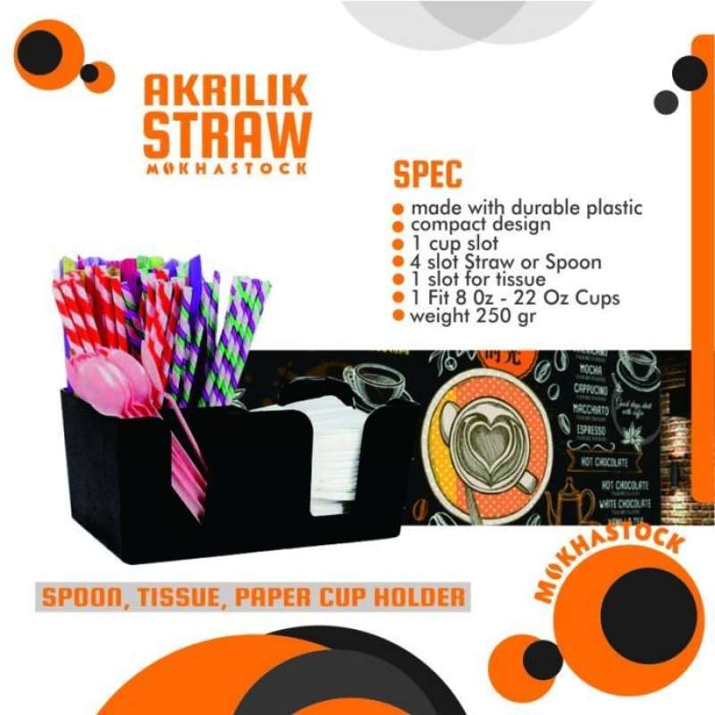 Jual Mokhastock Rak Akrilik Cup Holder Tissue Spoon And Straw Slots Di ...