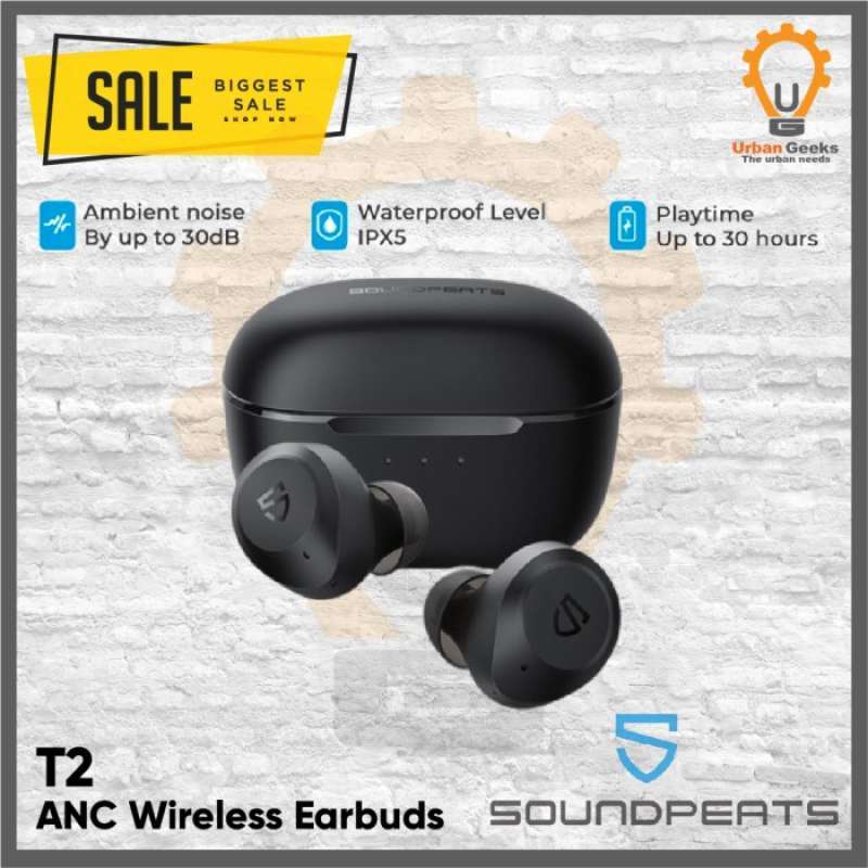 Jual Soundpeats T2 Hybrid Active Noise Cancelling Wireless Earbuds Di ...