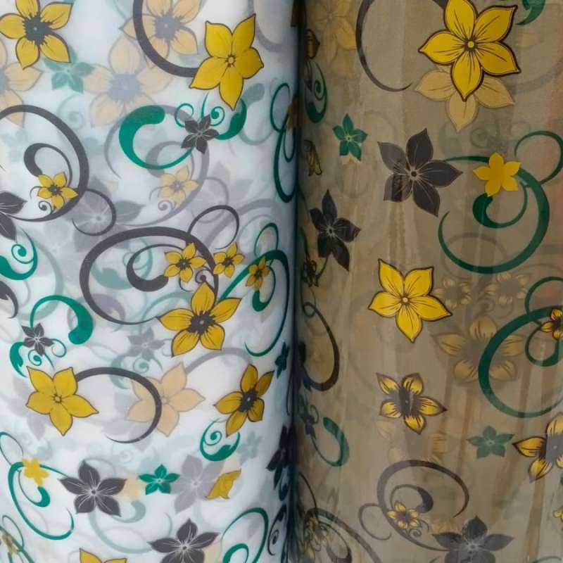 Promo fiber plat penutup pagar motif batik putih dan cokelat / rol ...