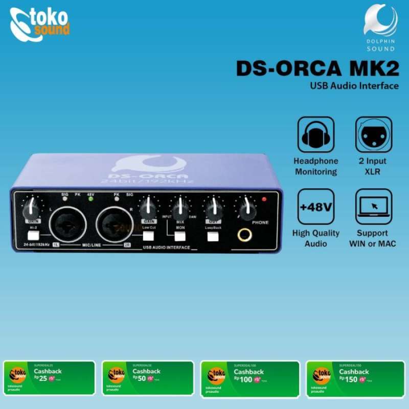 Promo Dolphin Sound DS ORCA MK2 USB-C Audio Interface Diskon 23% di ...