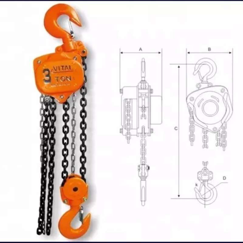 Promo (RN) Chain block merk Vital 3 ton x 10 meter takel Hand manual ...