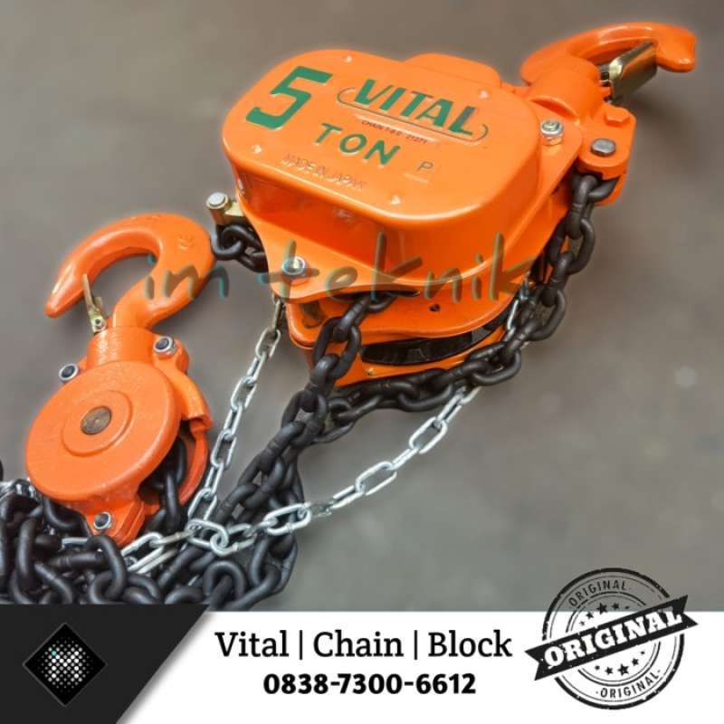 Jual Chain Block Takel Vital 5 Ton 5 Meter Katrol Rantai 2 Jalur Vp5 ...