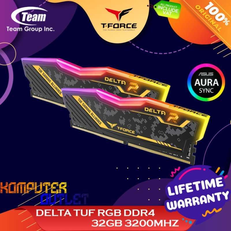 Jual TEAM T-FORCE DELTA TUF RGB RAM DDR4 32GB KIT 3200MHZ GAMING ...