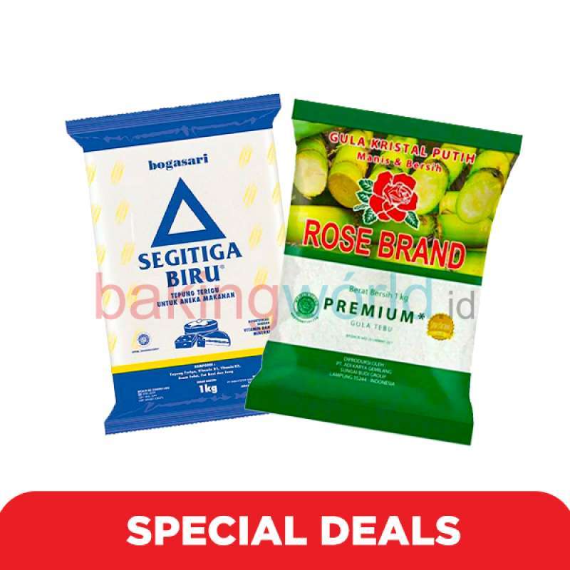 Jual Tepung Segitiga Biru kemasan 1 Kg + Gula Pasir Rosebrand kemasan 1 ...