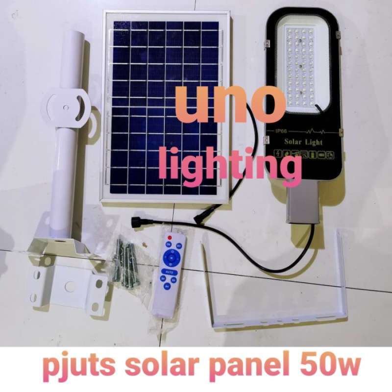Promo pju solar panel 50w 50watt 2in1 / street light jalan surya 50 ...