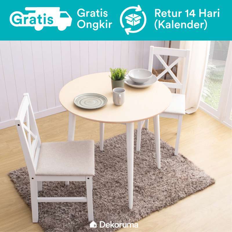 Jual Dekoruma Niwa Meja Makan Minimalis Bulat Putih Kayu Diameter 80 cm ...
