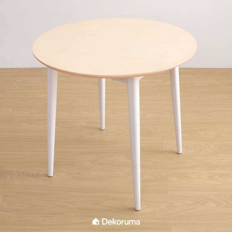 Jual Dekoruma Niwa Meja Makan Minimalis Bulat Putih Kayu Diameter 80 Cm ...