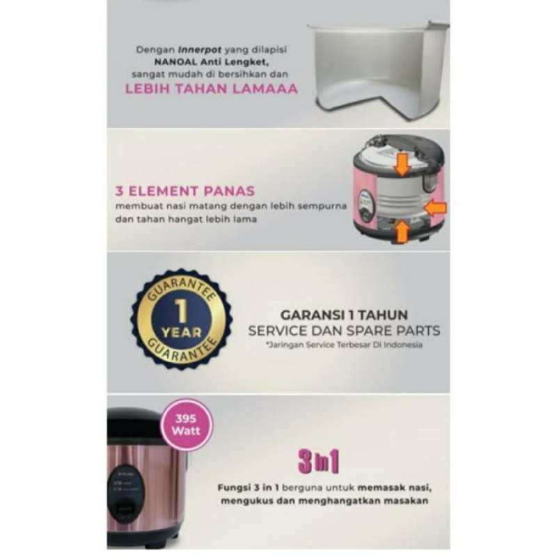 Promo magicom Miyako 3 in 1 kapasitas 1.8liter MCM 508SBC Diskon 9% di ...