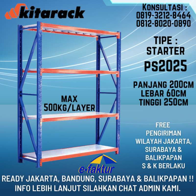 Promo WAREHOUSE RACK KITARACK MEDIUM DUTY TYPE PS2025 2.5 METER RAK ...