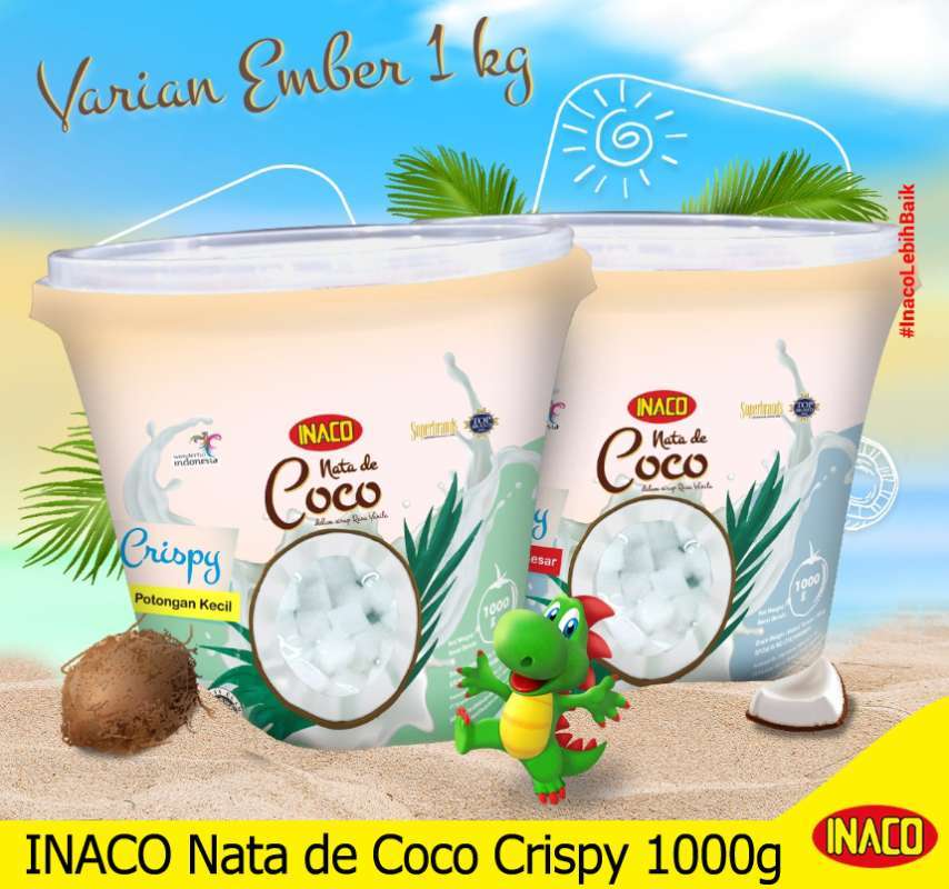 Jual INACO Nata De Coco Crispy ember kelapa 1000g 1000 gram 1kg 1 kg di ...