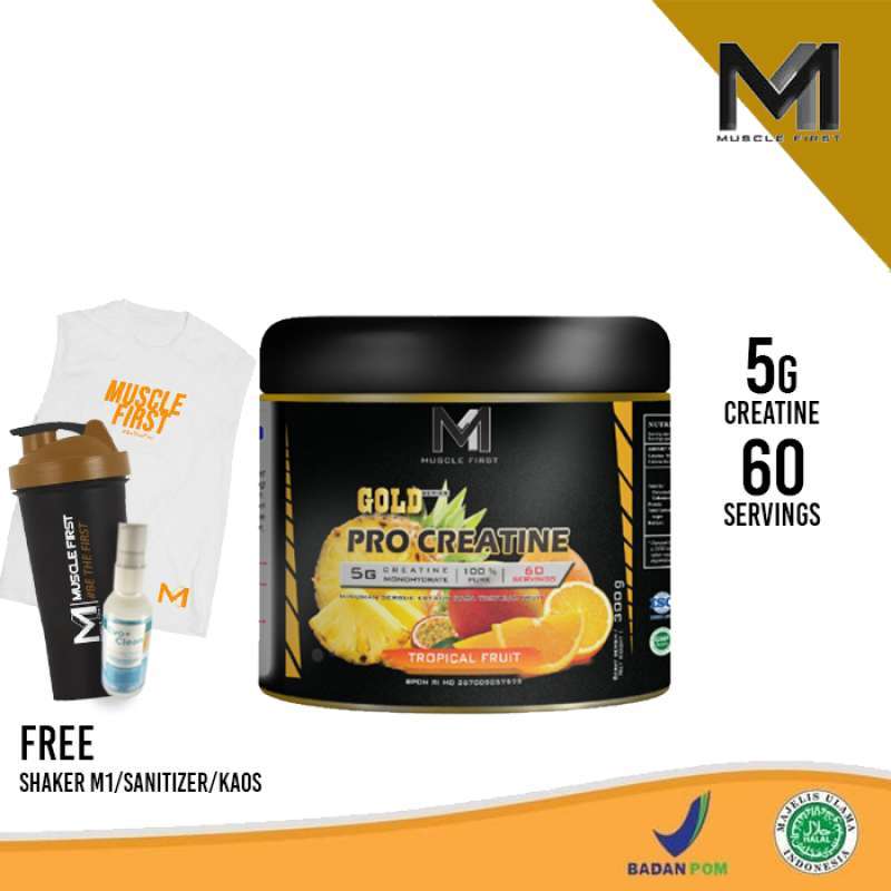 Promo M1 Muscle First Gold Pro Creatine Tropical Fruit 300Gr Diskon 22% ...