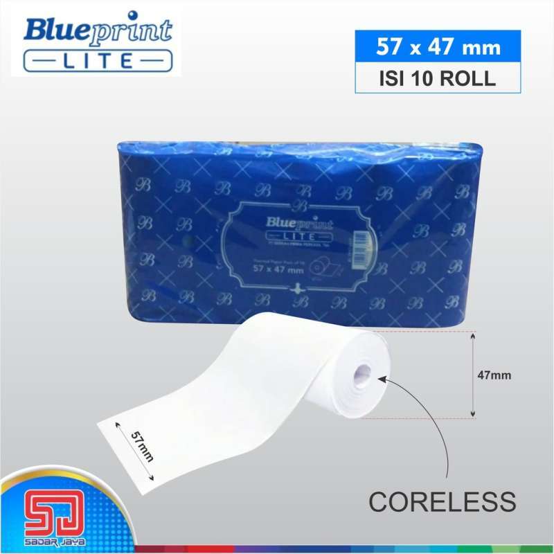 Jual Kertas Thermal Blueprint Lite Paper EDC 57mm x 47mm 1 Pack untuk Struk, Nota, Karcis, PPOB ...