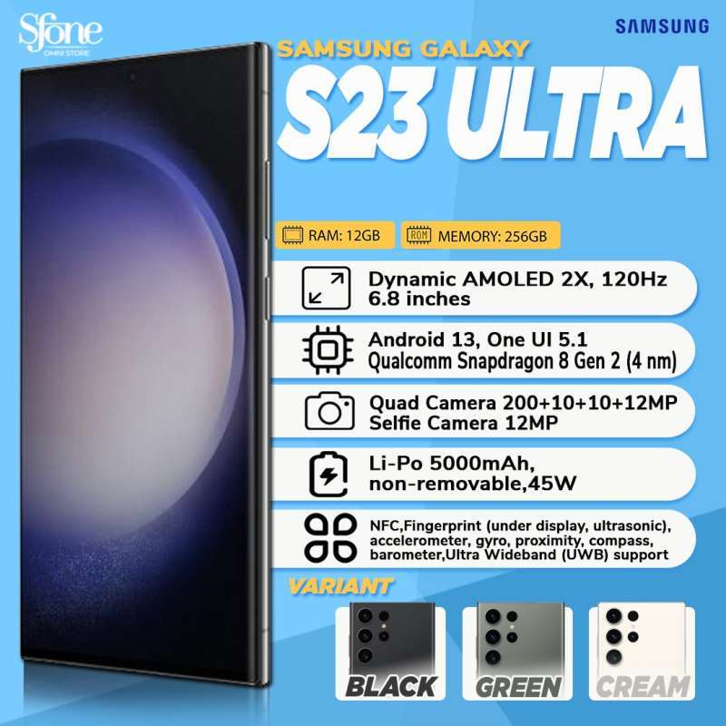 Jual Samsung Galaxy S23 Ultra 5G 12/256GB Garansi Resmi SEIN - Cream di ...