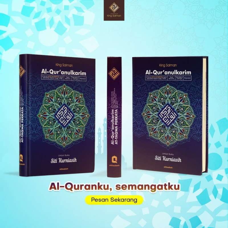Jual Al-Quran A5 Biru Custom Premium King Salman Nama Teks Spesial ...