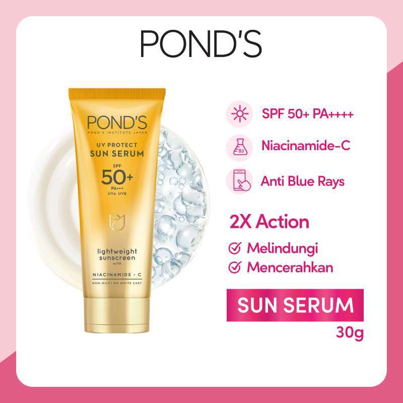 Promo Pond's Uv Protect Sun Serum Spf50+ Pa++++ Uva Uvb Lightweight Sunscreen With Niacinamid-c ...