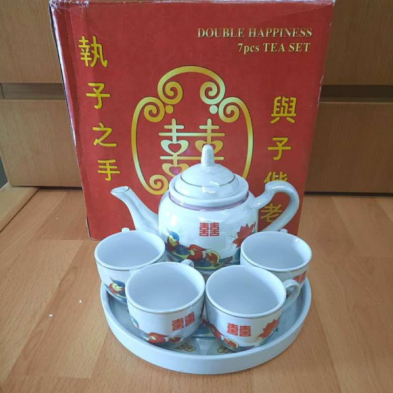 Jual Tea set keramik pengantin untuk tea pai double happiness 7 pcs di ...