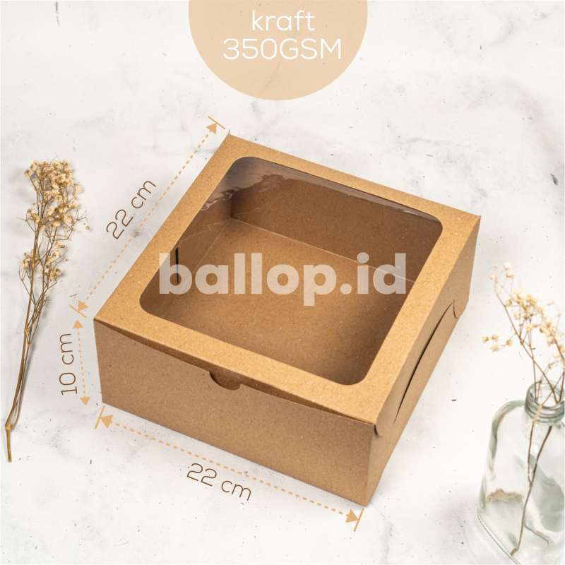 Jual KRAFT MIKA 22 22 10 CM Kotak Box Kemasan Packing Cake Pudding Kue ...