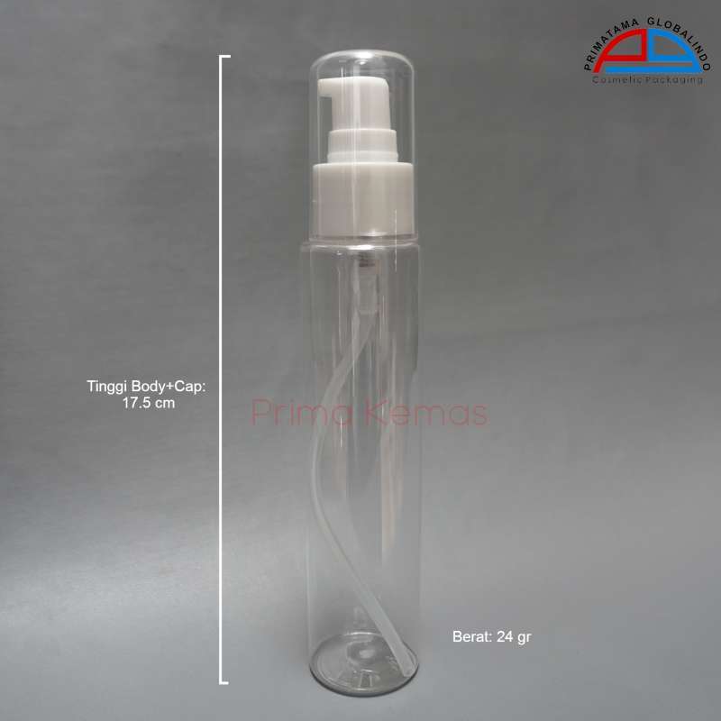 Jual Botol Pump Treatment 100 ml - botol kosmetik Prima Kemas - Pet Tub H 100 ml Natural Pump ...