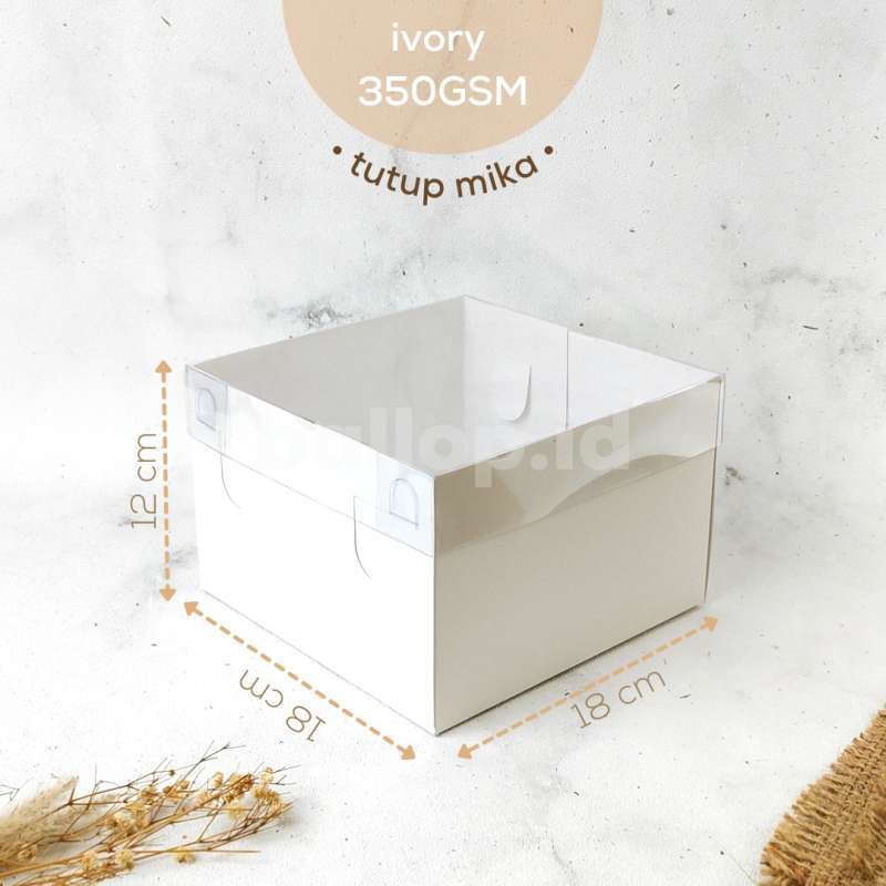 Jual IVORY MIKA 18 18 12 CM Kotak Box Kemasan Packing Slice Cake Kue ...
