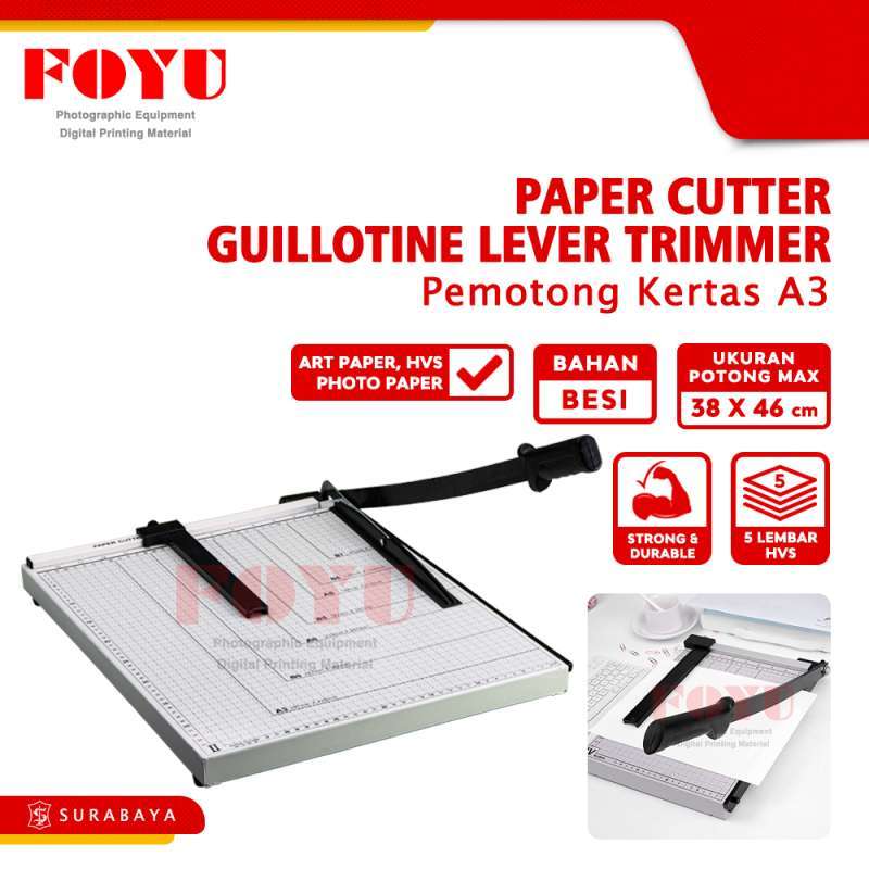 Jual Paper Cutter Guillotine Lever Trimmer Pemotong Kertas Base Besi A3