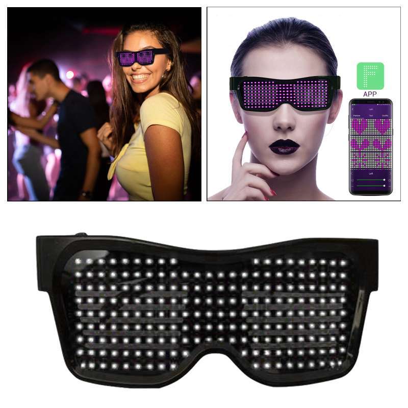 Promo Bluetooth LED Glasses APP Control for Raves Fun Birthday Costumes ...