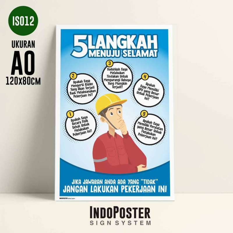 Jual Poster Safety K3 5 Langkah Menuju Bekerja Selamat Ukuran A0 di ...