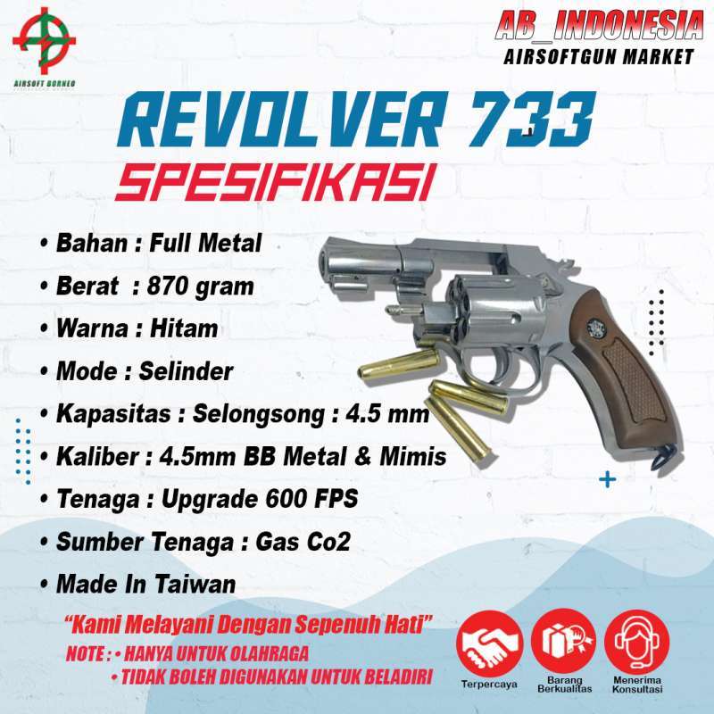 Promo Revolver 733 Wingun Silver Free Gas 5 Botol Dan Gotri 300 Butir ...