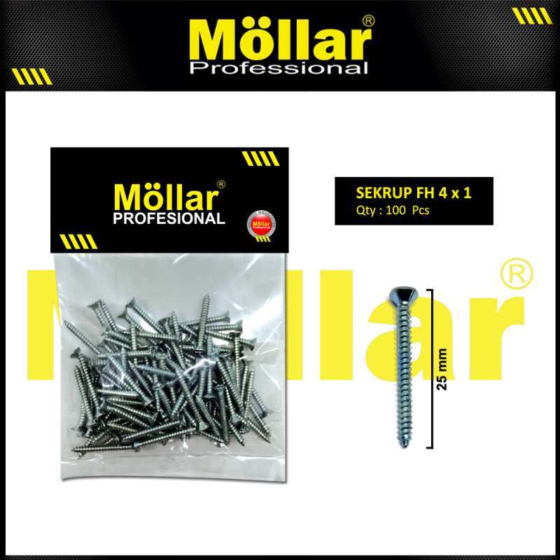 Promo Mollar 93-043 Skrup Fh 4 X 1 Baut Sekrup Tapping Screw - 100 Pcs ...