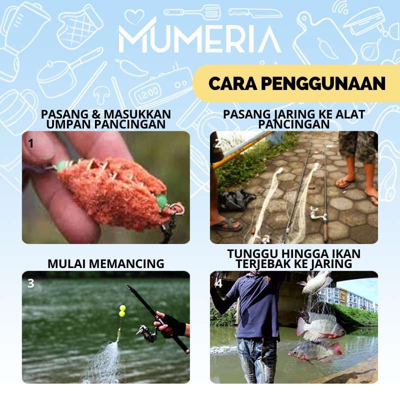 Jual Jaring Jala Net Pancing Spring Mata Bom Ukuran 8 Penangkap ...