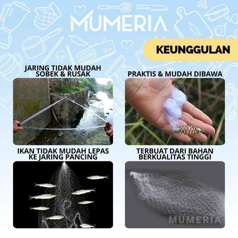 Jual Jaring Jala Net Pancing Spring Mata Bom Ukuran 8 Penangkap ...