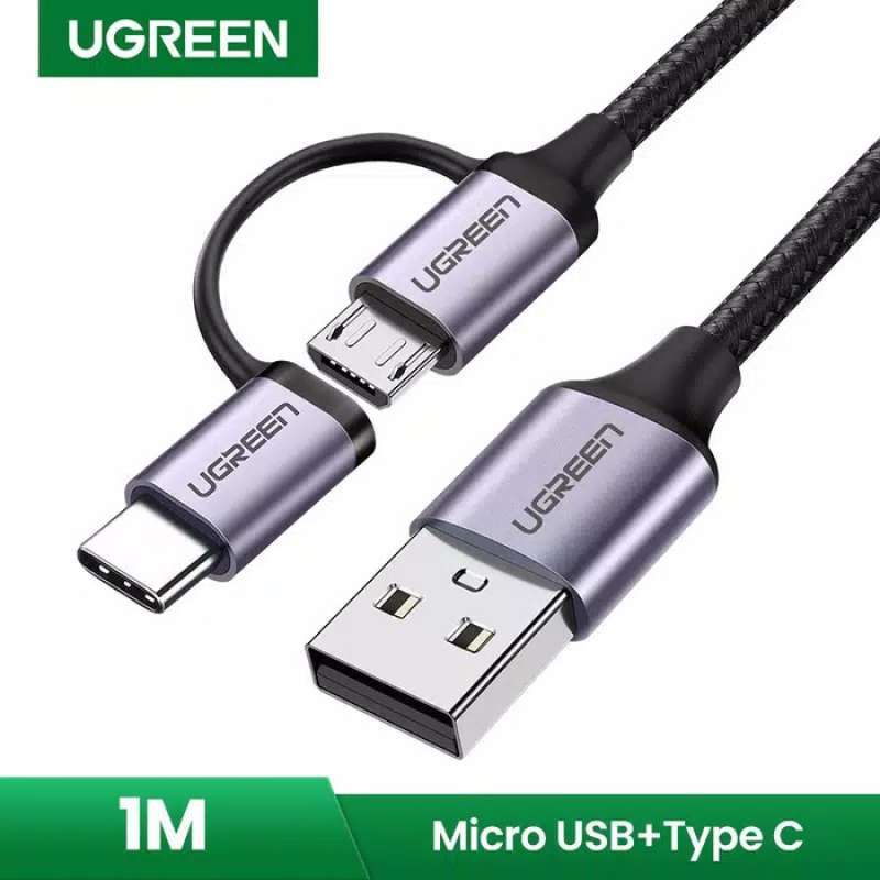 Promo Ugreen 2In1 Usb A To Micro Usb + Usb Type C Braided Cable 1M ...