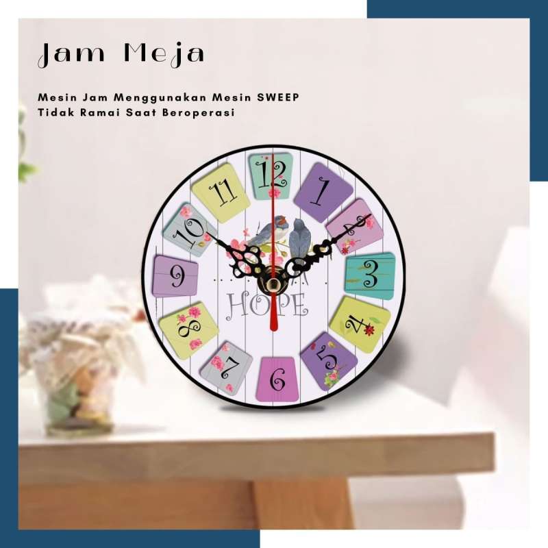 Jual Jam Meja Kayu Rainbow Motif Pelangi 12 cm Diameter Tanpa Kaca ...