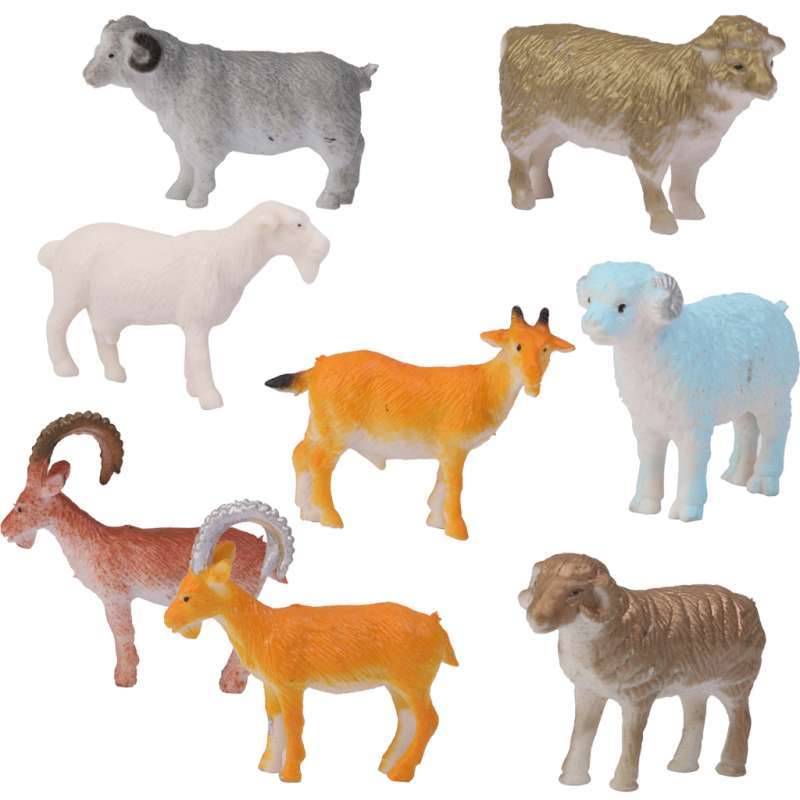 Promo 8 pcs Plastic Sheep Goat Animals Farm Yard Model Figurine Kids ...