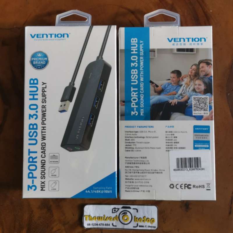 Jual Vention USB HUB3.0 Sound Card External CHI Stereo Audio 3Port With ...