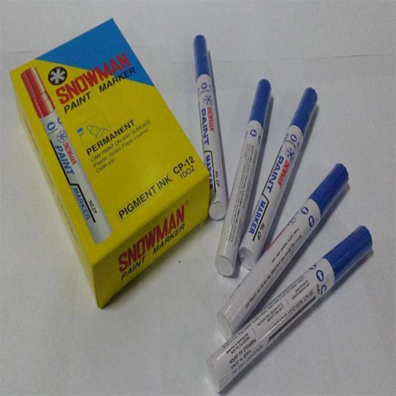 Jual Spidol Permanent Paint Marker Snowman Biru Isi 12 Pcs di Seller ...