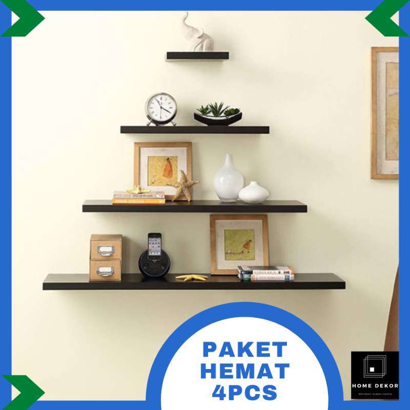 Jual Rak Dinding Tempel Tembok 4 pcs 20,30,40,60 cm-Ambalan Dinding ...