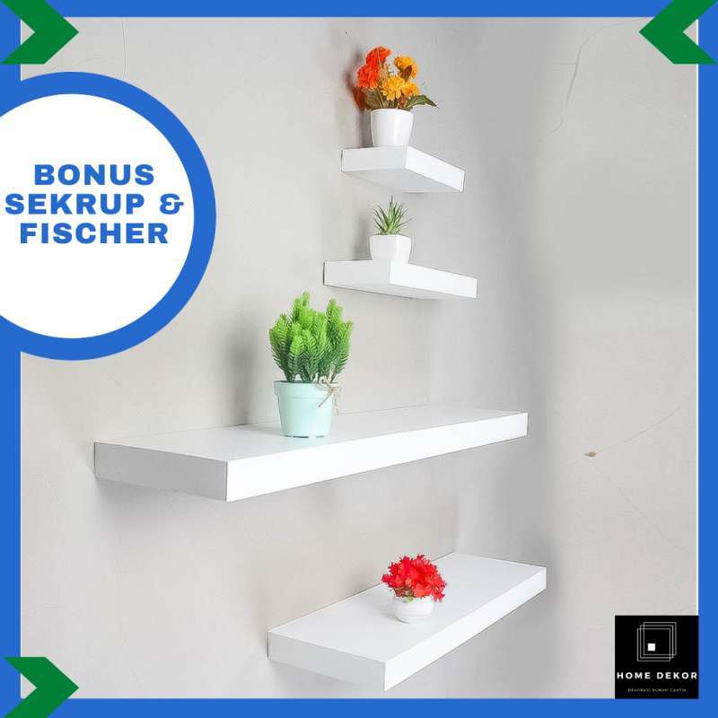 Jual Rak Dinding Tempel Tembok 4 Pcs 20,30,40,60 Cm-ambalan Dinding ...