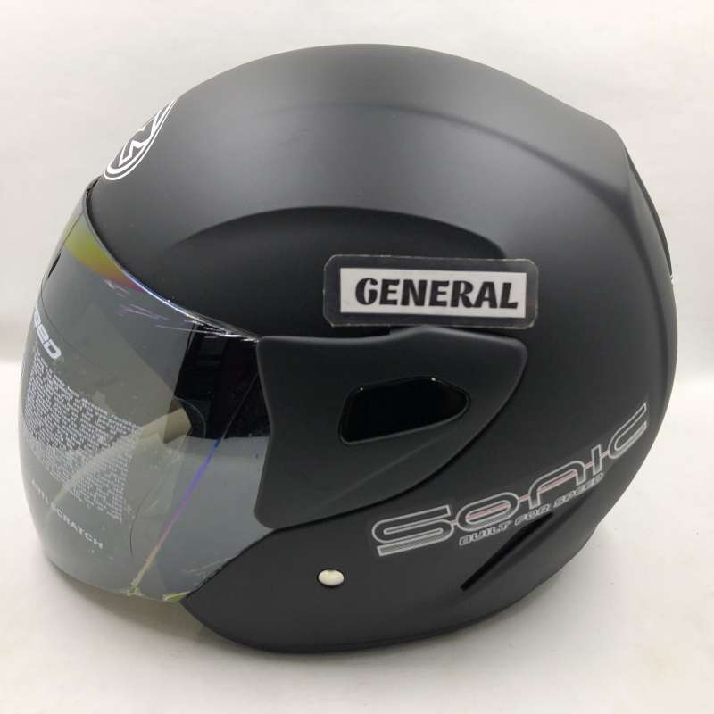 Jual Helm Murah MAZ Sonic Solid Black Doff Hitam Dop Half Face Kaca ...
