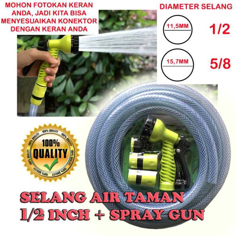 Jual SELANG AIR TAMAN BENANG 1/2 INCH + SPRAY GUN / GARDEN HOSE 15 METER di Seller Santa45 Shop ...