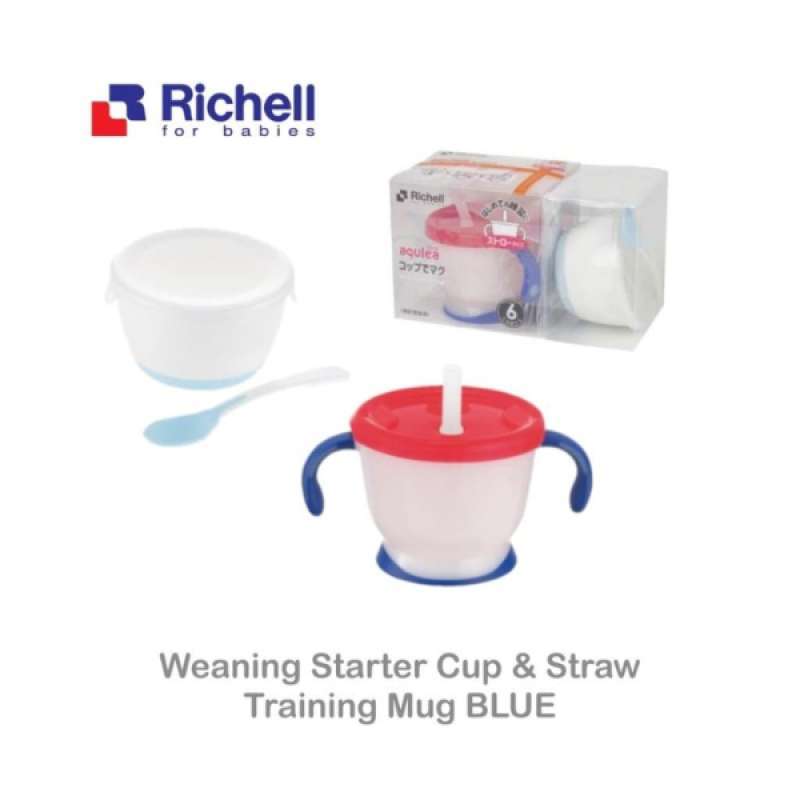 Jual Richell Weaning Starter Cup and Straw Training Mug - Navy Blue di ...