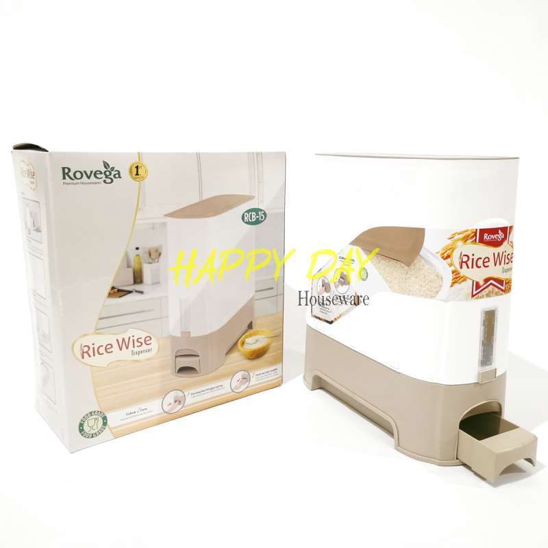 Promo ROVEGA TEMPAT DISPENSER BERAS / RICE WISE PREMIUM 15 KG RCB-15 KREAM Diskon 38% di Seller ...