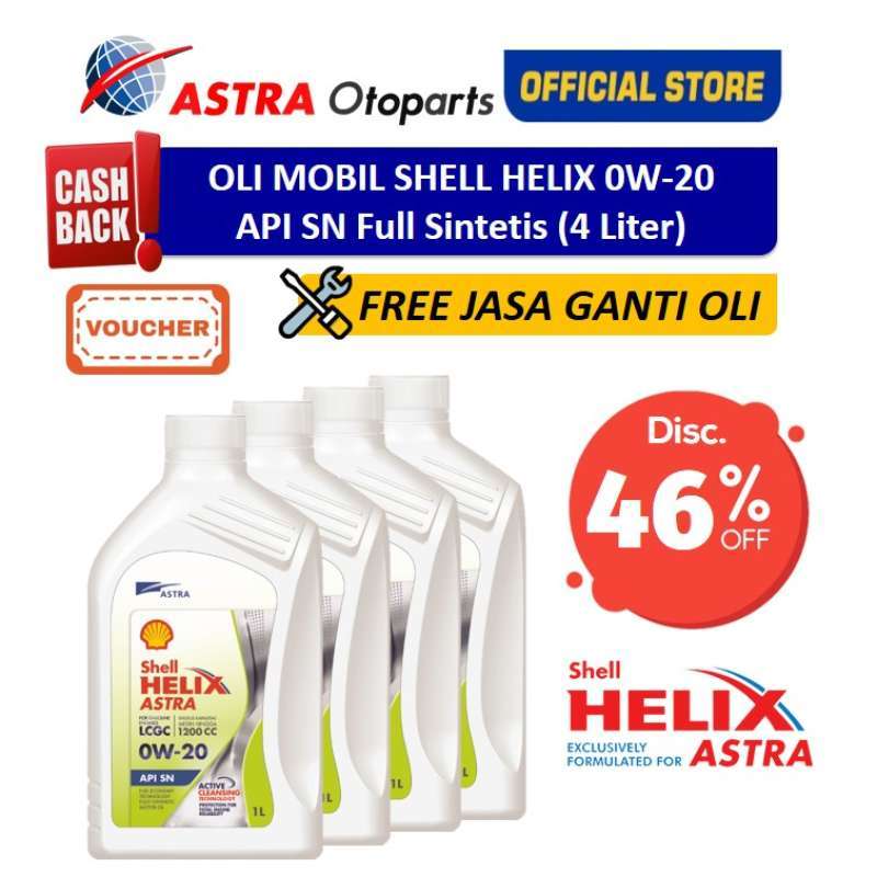Jual Oli Mobil Shell Helix 0w-20 Api Sn Sintetis (4 Ltr) + Free Ganti ...